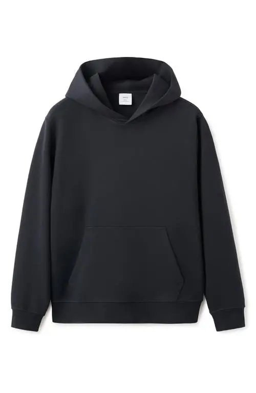 Mango Regular Fit Cotton Fleece Hoodie - Navy