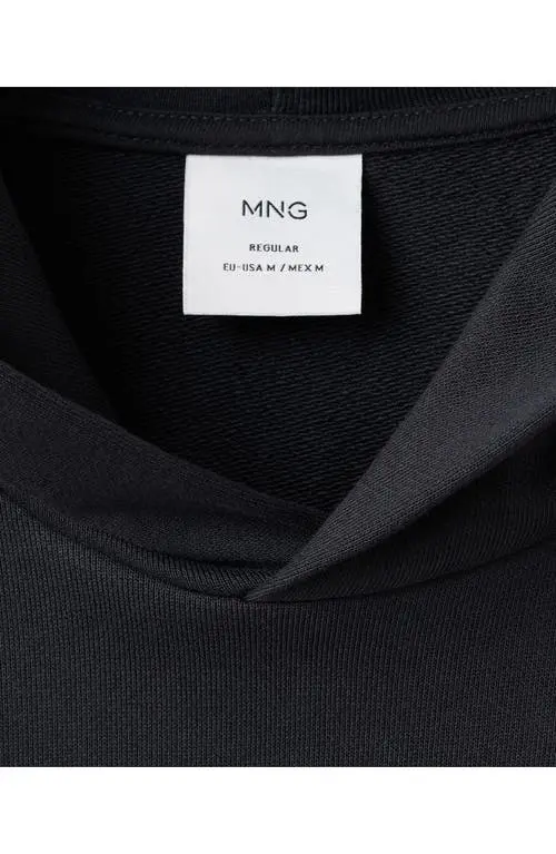 Mango Regular Fit Cotton Fleece Hoodie - Navy