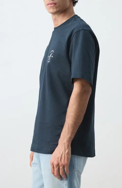 Mango Cotton Embroidered Graphic T-shirt - Navy