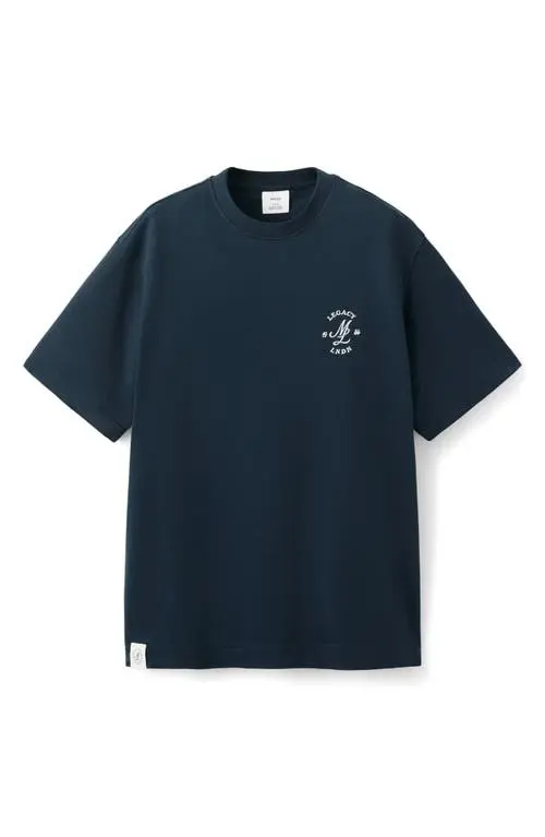 Mango Cotton Embroidered Graphic T-shirt - Navy