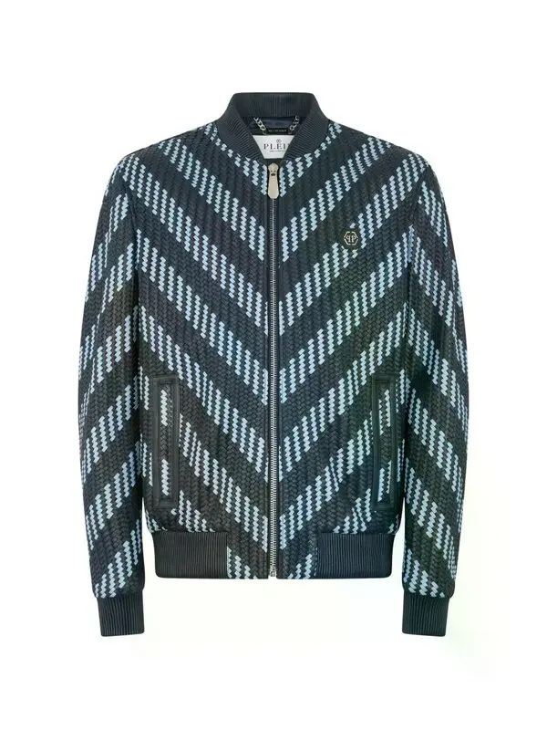 Philipp Plein Interwoven Leather Bomber Jacket