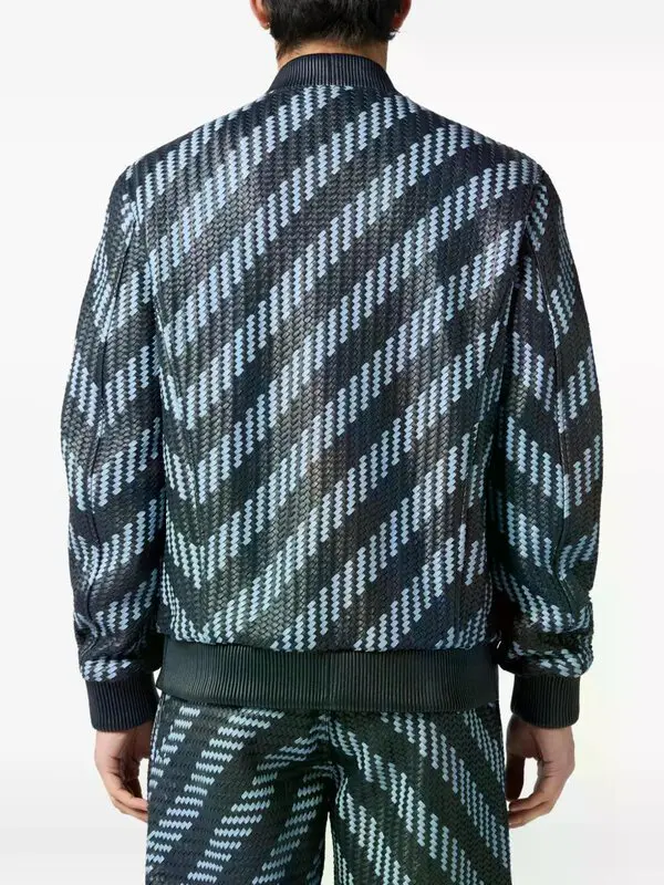 Philipp Plein Interwoven Leather Bomber Jacket