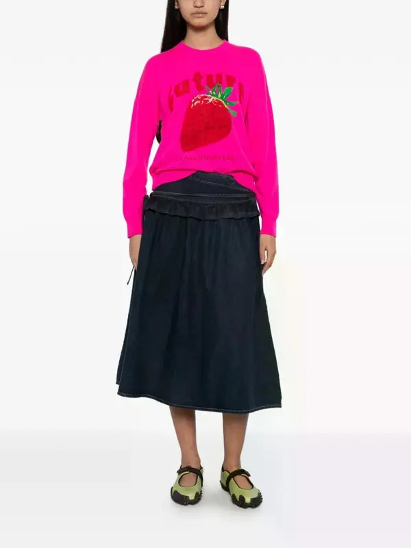From Future Long-sleeve Crew Neck Sweater With Strawberry Motif