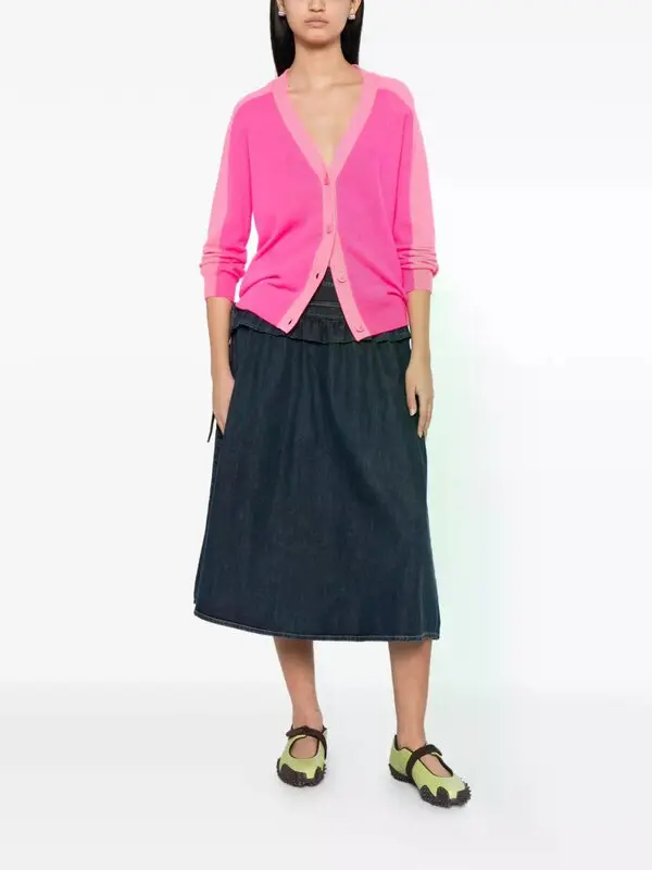 From Future Two-tone V-neck Cardigan