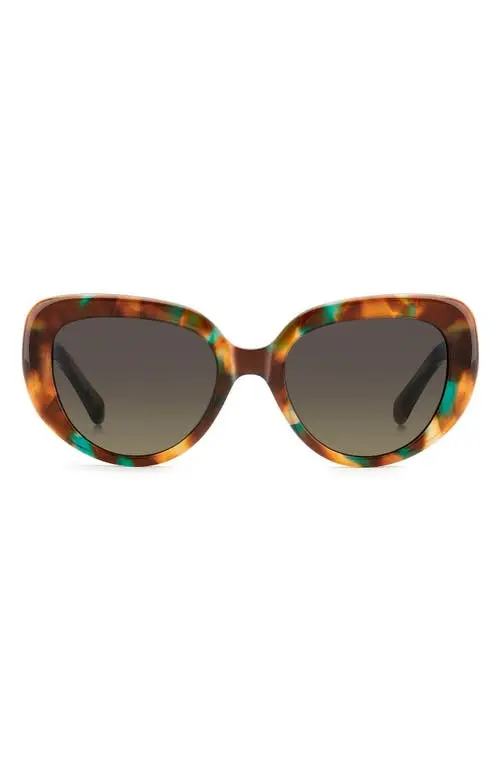 Kate Spade New York 53mm Polarized Gradient Rectangle Sunglasses - Green Turquoise Havana/green