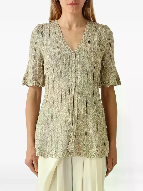 TWINSET Pointelle-knit Chevron-pattern Sweater