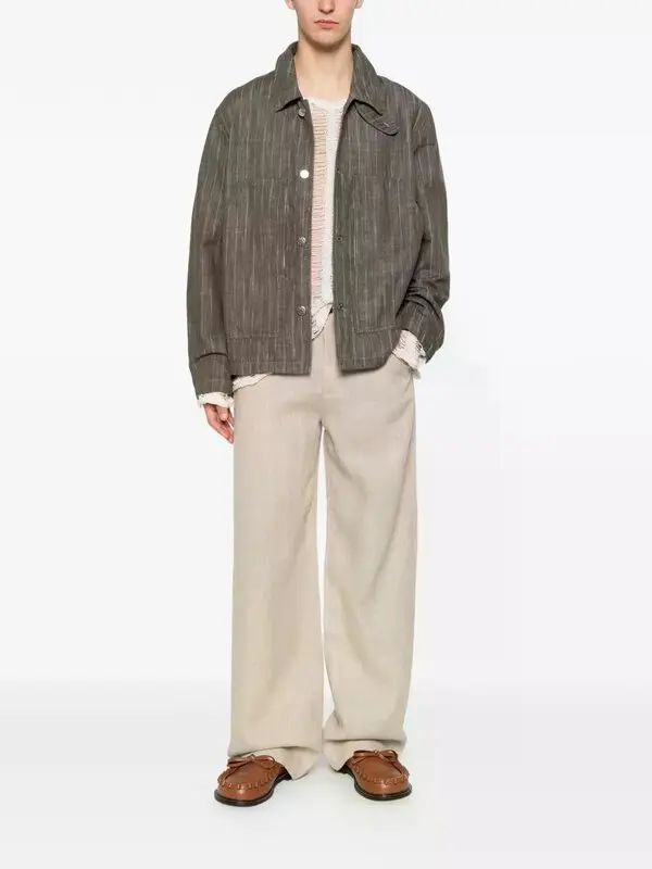 SUNFLOWER Labour Stripe-pattern Button-up Jacket