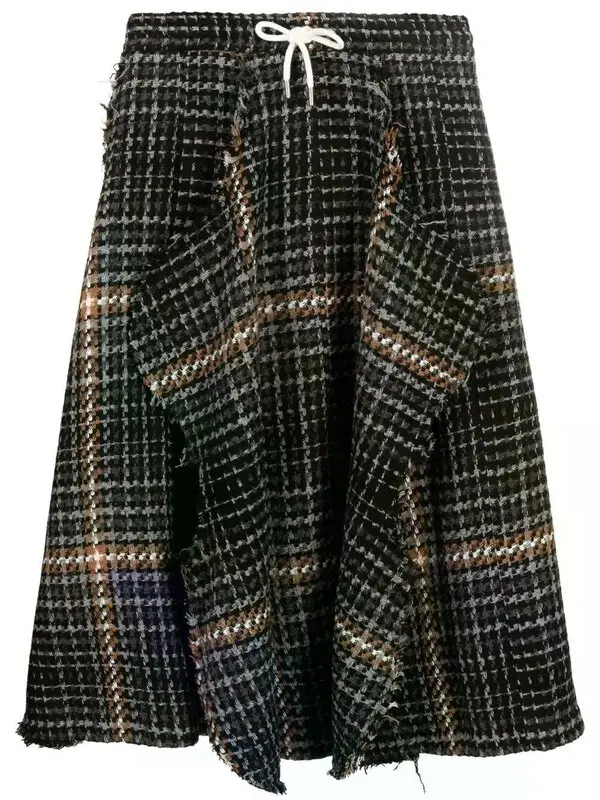 CHARLES JEFFREY Check Pattern Midi Skirt