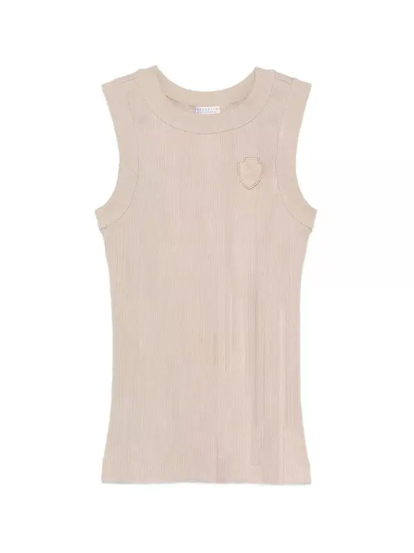 Brunello Cucinelli Ribbed-knit Top With Logo Patch