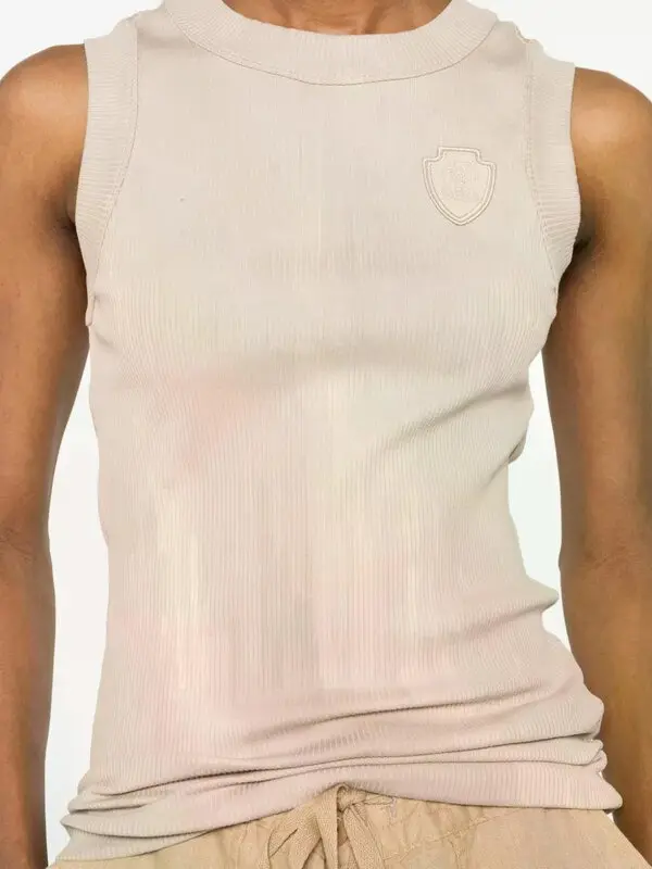 Brunello Cucinelli Ribbed-knit Top With Logo Patch