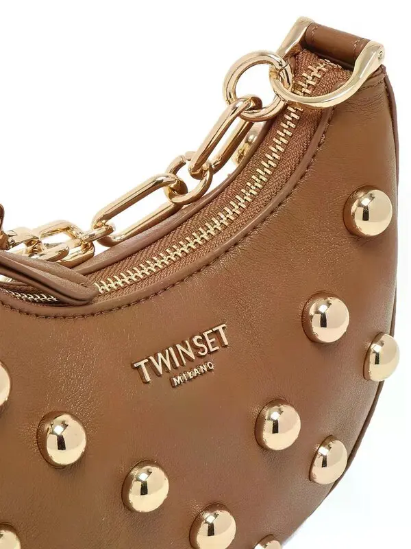 TWINSET Stud-embellished Leather Clutch With Chain Handle