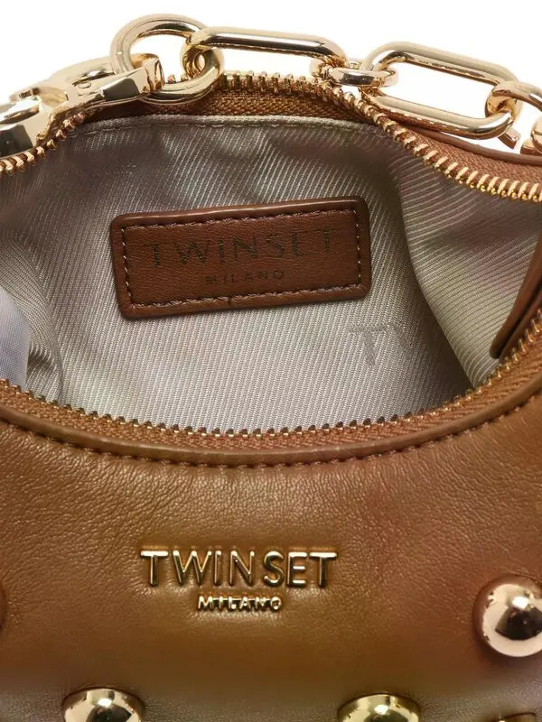 TWINSET Stud-embellished Leather Clutch With Chain Handle