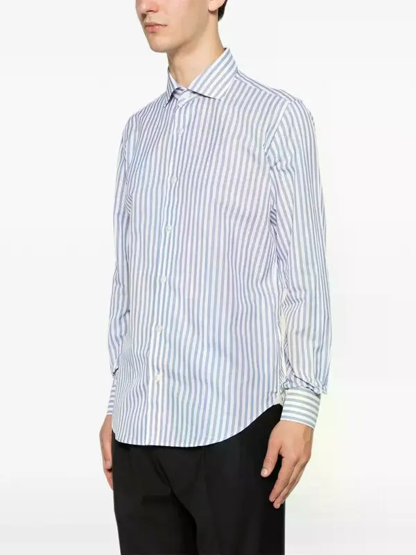 Eleventy Vertical-stripe Spread-collar Shirt