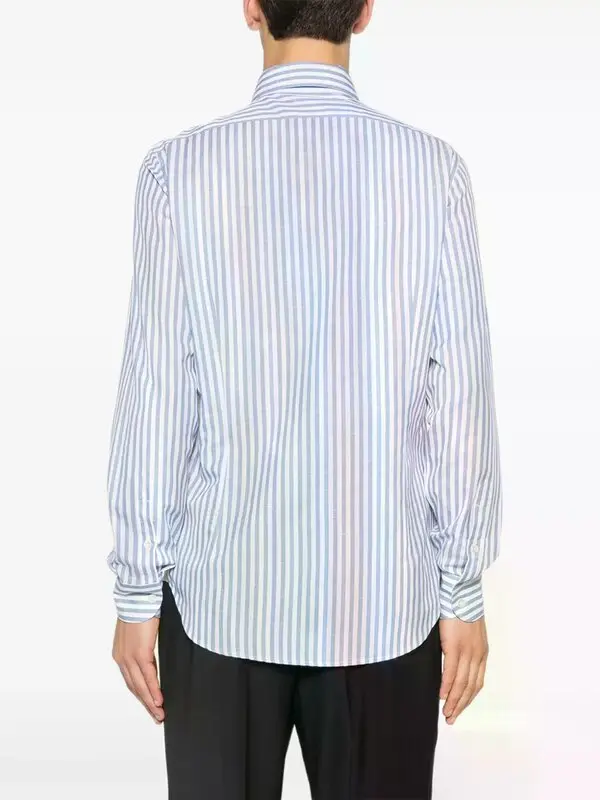 Eleventy Vertical-stripe Spread-collar Shirt