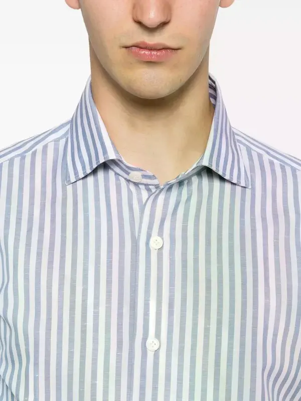 Eleventy Vertical-stripe Spread-collar Shirt