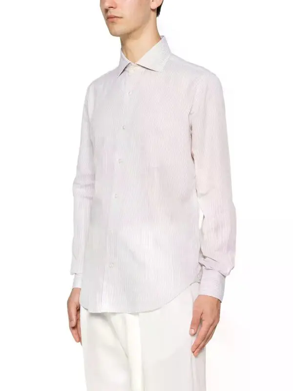 Eleventy Striped-pattern Spread-collar Shirt - White