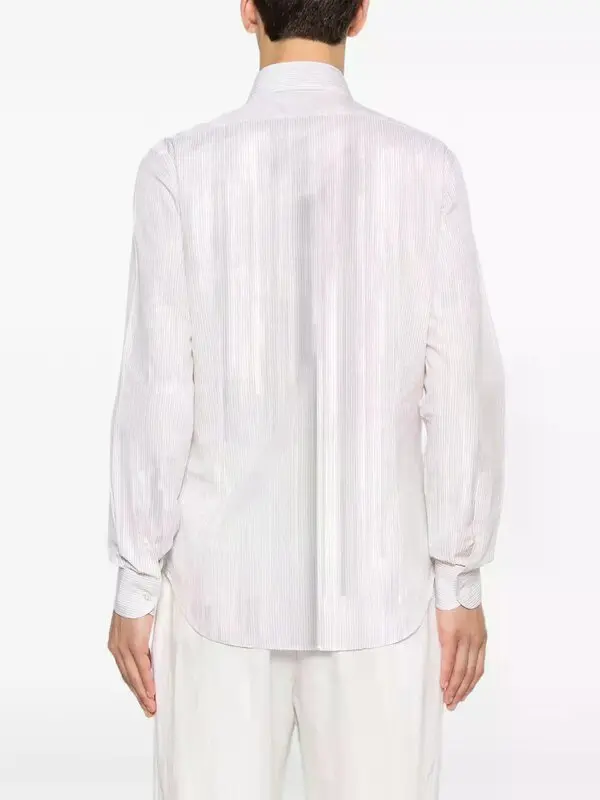 Eleventy Striped-pattern Spread-collar Shirt - White