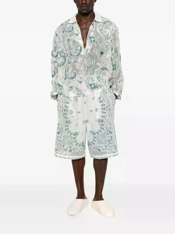 TAAKK Paisley-print Mesh Shorts