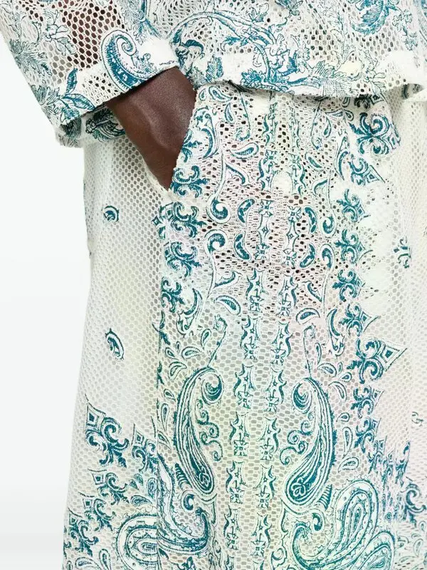 TAAKK Paisley-print Mesh Shorts