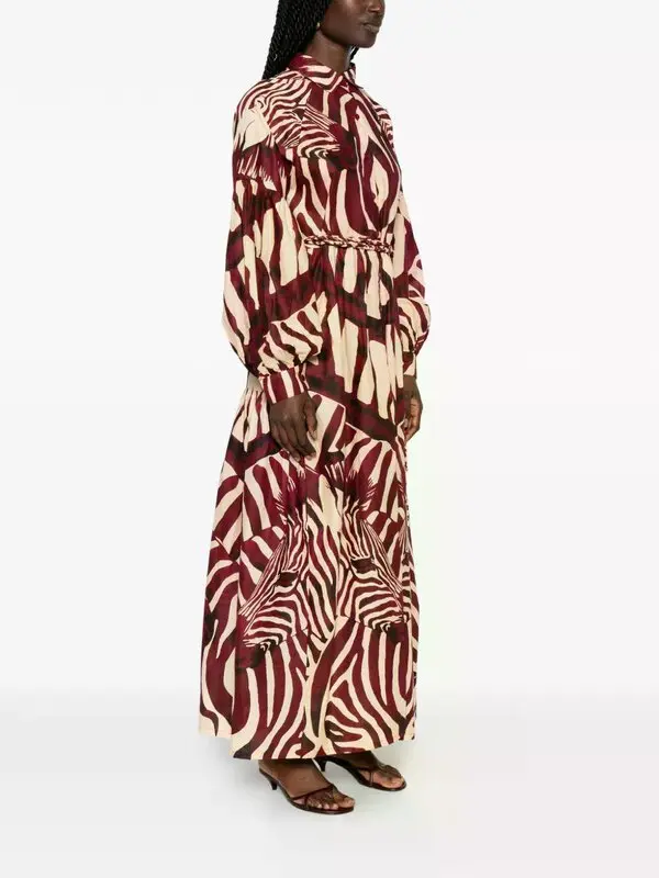 CONNOR&BLAKE Zebra-print Braided-belt Maxi Dress