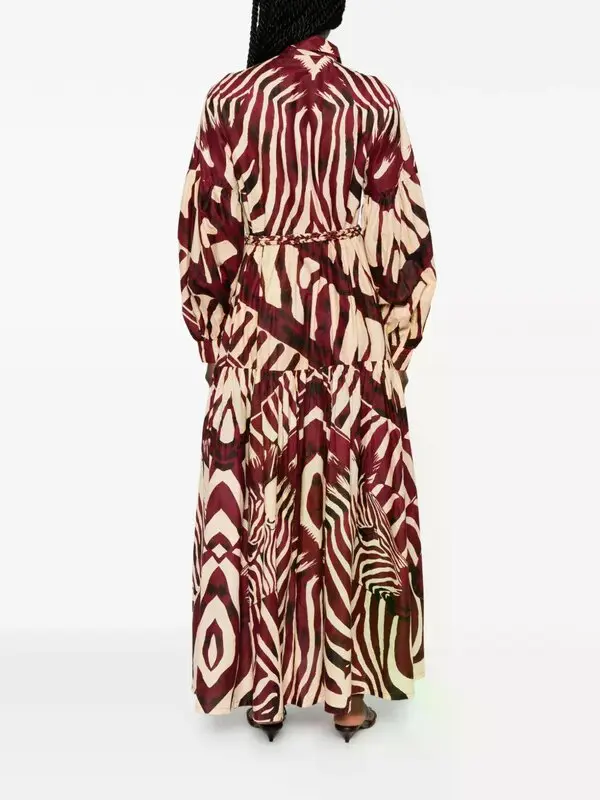 CONNOR&BLAKE Zebra-print Braided-belt Maxi Dress