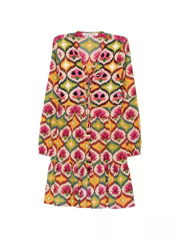 CONNOR&BLAKE Geometric-print Mini Dress - Yellow