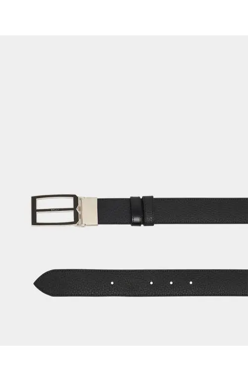 Bally Iconic Buckle Adjustable And Reversible Leather Belt
