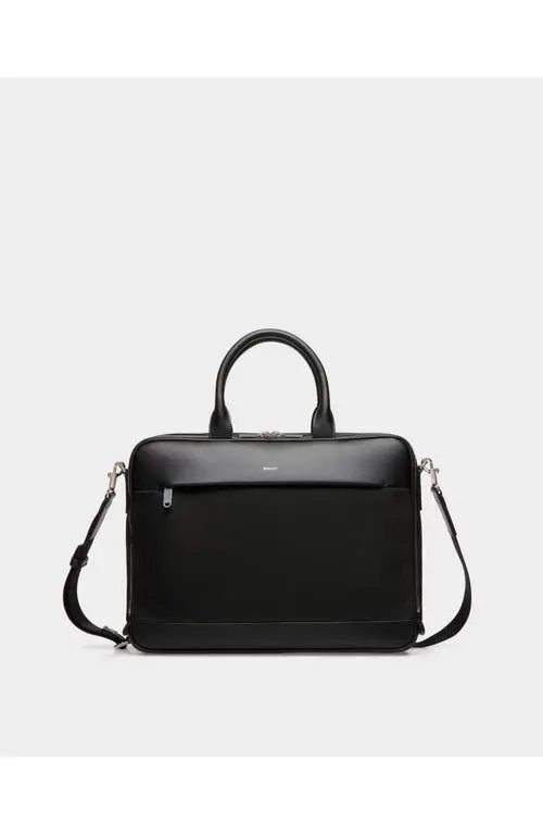 Bally Vogel Briefcase In Nylon And Recycled Leather - Black