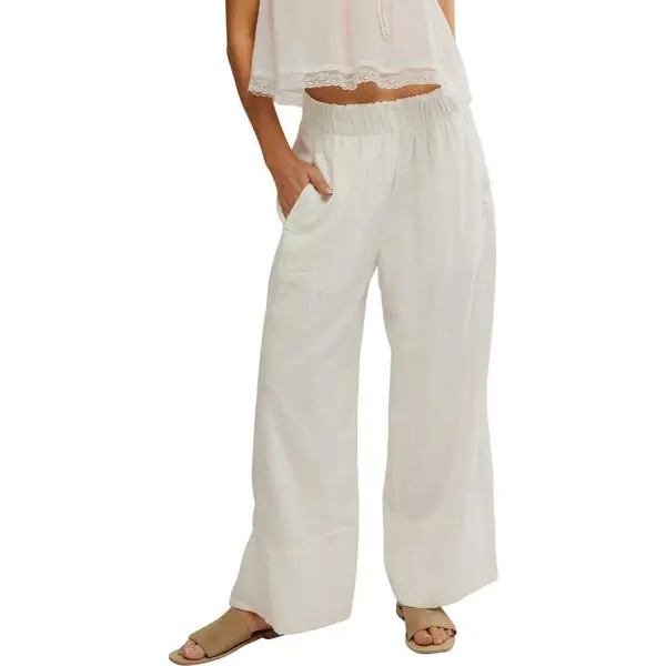Free People Day's End Linen & Cotton Pants - Clean Ivory