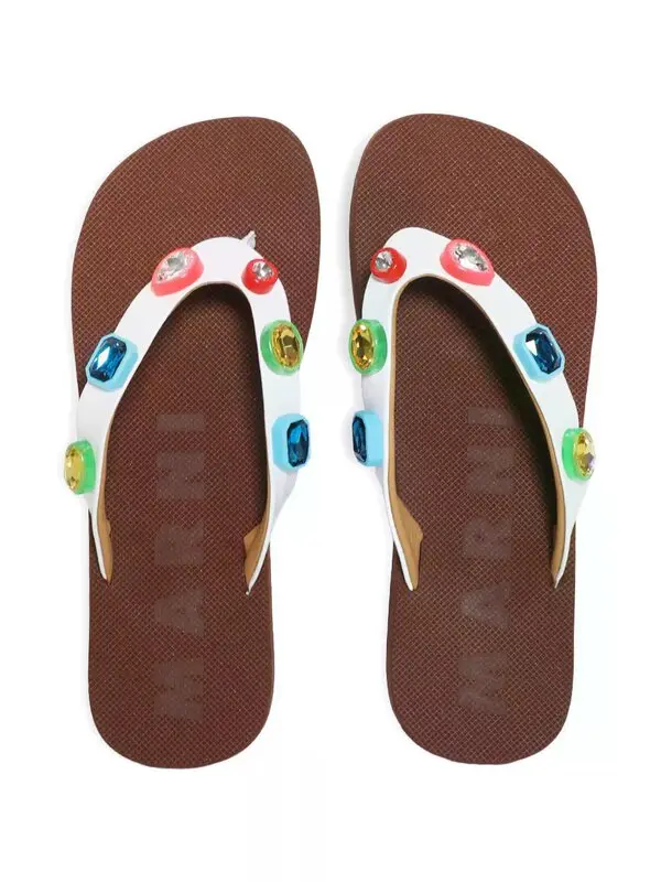 Marni Crystal-embellished Thong Sandals - White
