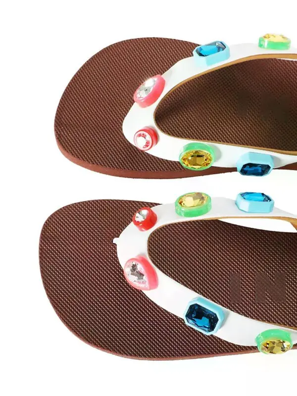 Marni Crystal-embellished Thong Sandals - White