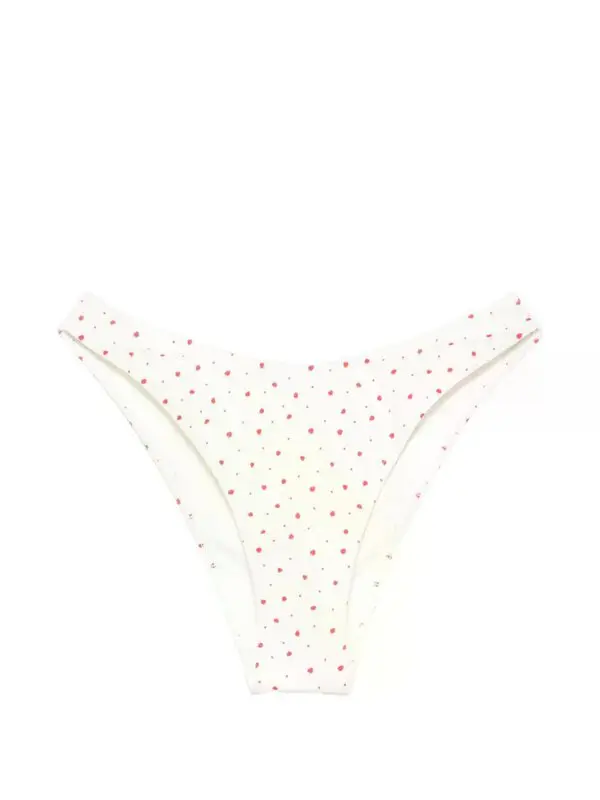 Frankies Bikinis Strawberry-print Bikini Bottom - White