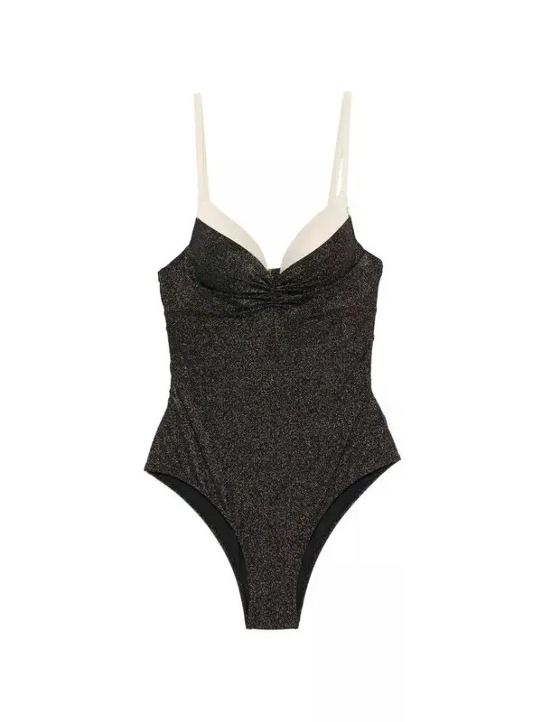 TWINSET Glitter-effect Ruched Swimsuit - Black