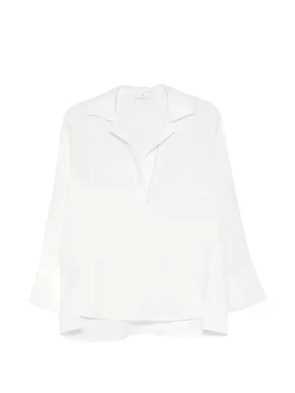PANICALE Side-slit V-neck Blouse