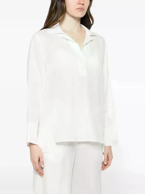 PANICALE Side-slit V-neck Blouse