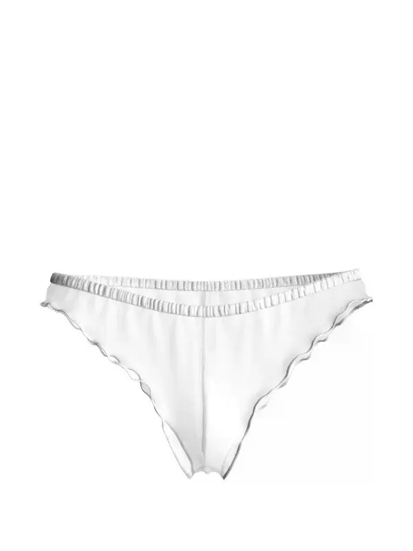 MAISON CLOSE Panorama Ruffled Tanga Briefs - White