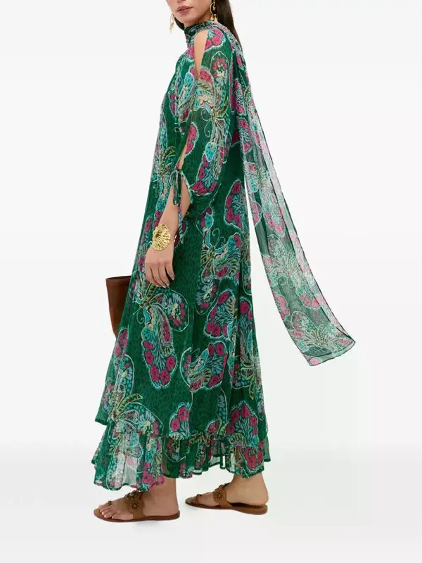 Rixo Hayden Butterfly-print Midi Dress