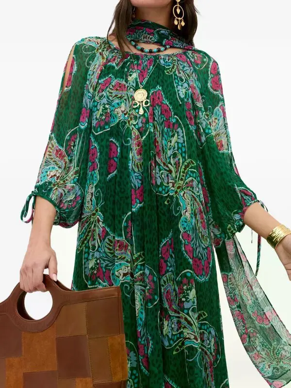 Rixo Hayden Butterfly-print Midi Dress