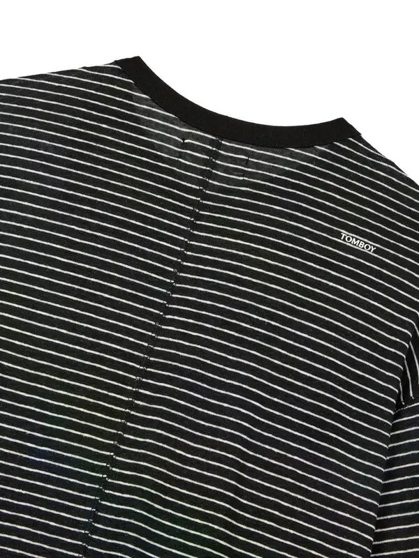 STUDIO TOMBOY Striped Henley T-shirt - Black