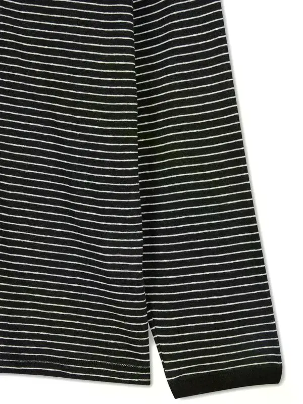 STUDIO TOMBOY Striped Henley T-shirt - Black