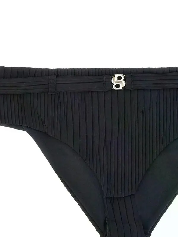 BOSS Pleated Monogram-detail Bikini Bottom