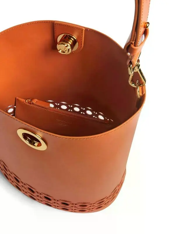 COCCINELLE Medium Nikla Laser-cut Leather Shoulder Bag - Orange