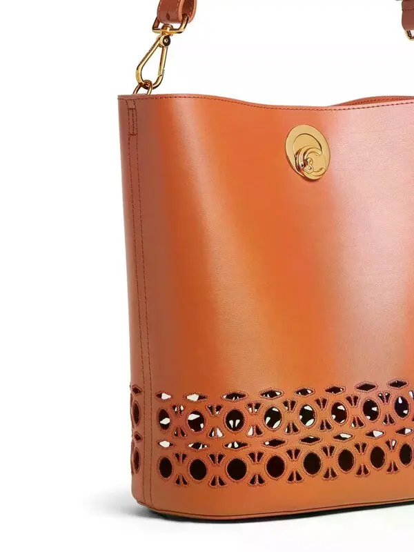 COCCINELLE Medium Nikla Laser-cut Leather Shoulder Bag - Orange