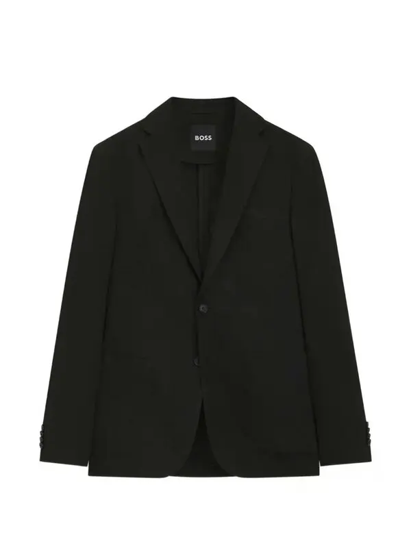 BOSS Stretch Cotton Seersucker Slim Fit Jacket - Black