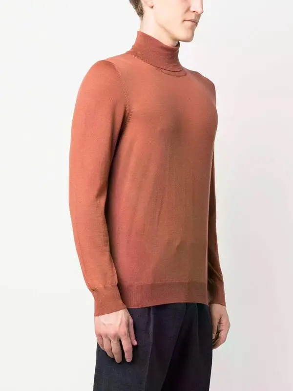 LARDINI Wool Roll Neck Sweatshirt - Red