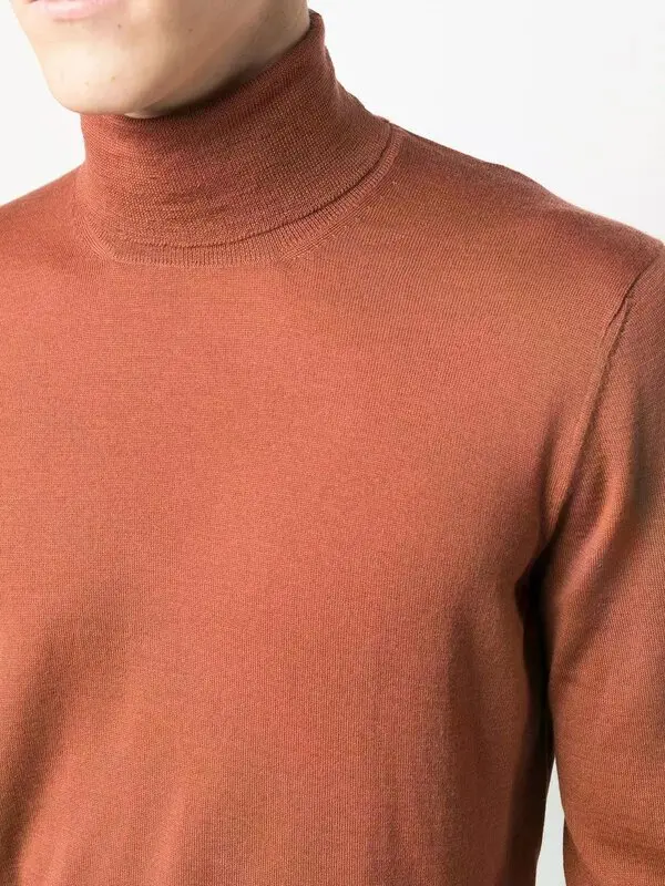 LARDINI Wool Roll Neck Sweatshirt - Red