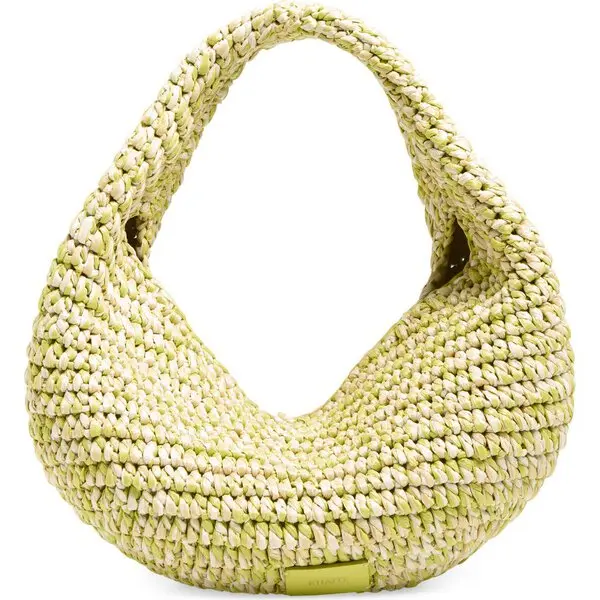 Khaite Olivia Raffia Hobo Bag - 675 Citron/white