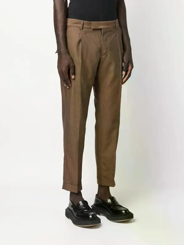 PT TORINO Cropped Tailored Trousers - Brown