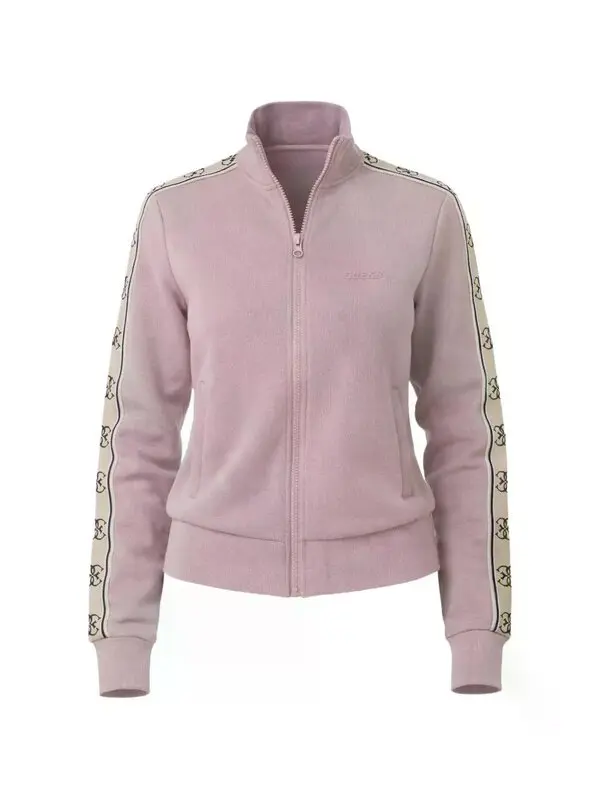 Guess Logo Tape Zip-up Sweatshirt - Pink