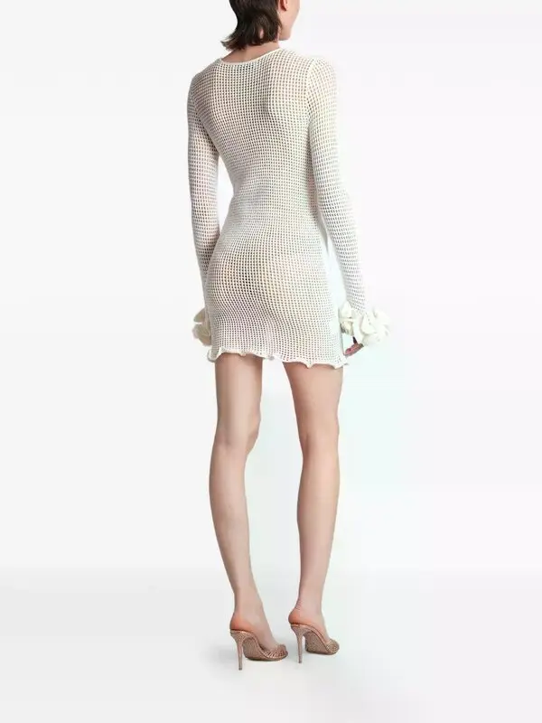 Mach & Mach Peony Open-knit Mini Dress